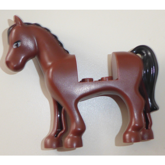 LEGO Reddish Brown Horse with 2 x 2 Cutout with White Front and Black ...