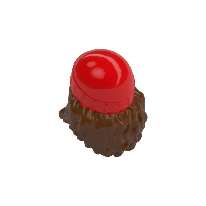 LEGO Reddish Brown Long Wavy Hair with Red Beanie (106162) | Brick Owl ...
