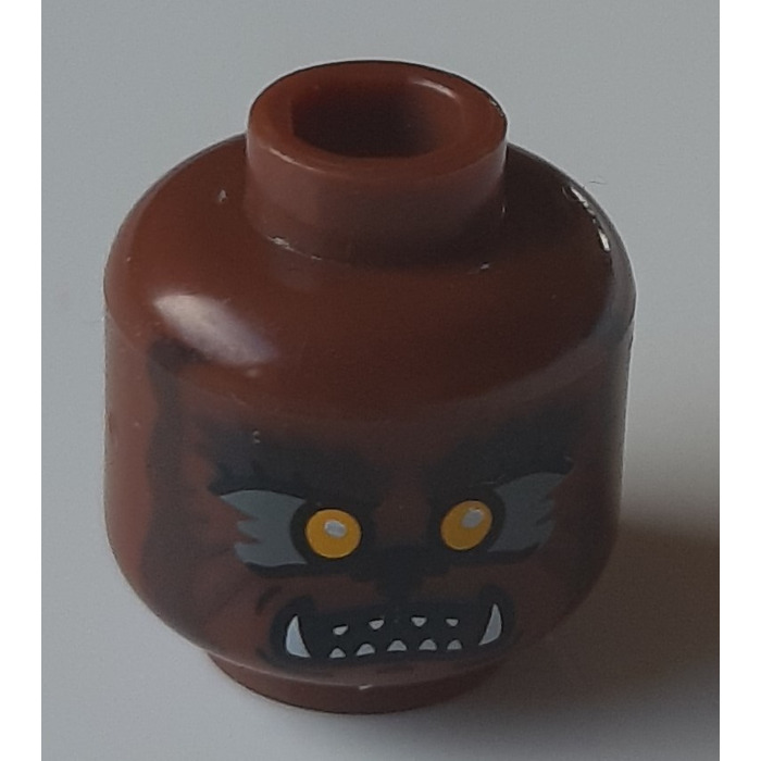 LEGO Reddish Brown Minifigure Head Hairy with Sharp Teeth and Dog Nose ...