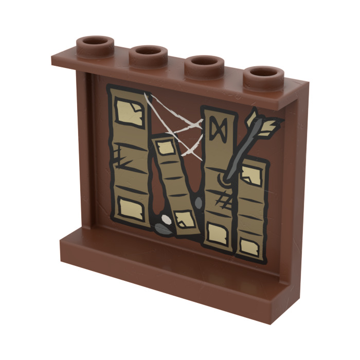 LEGO Reddish Brown Panel 1 x 4 x 3 with Books and Arrow Model Right ...