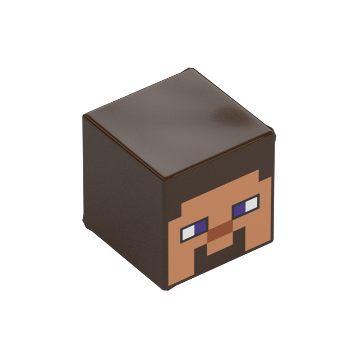 LEGO Reddish Brown Square Minifigure Head with Steve Flesh Face (19729 ...