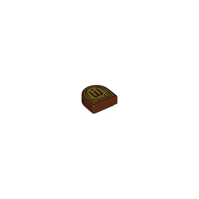 LEGO Tile 1 x 1 Half Oval with Reddish Brown 'W' on Gold (24246 ...
