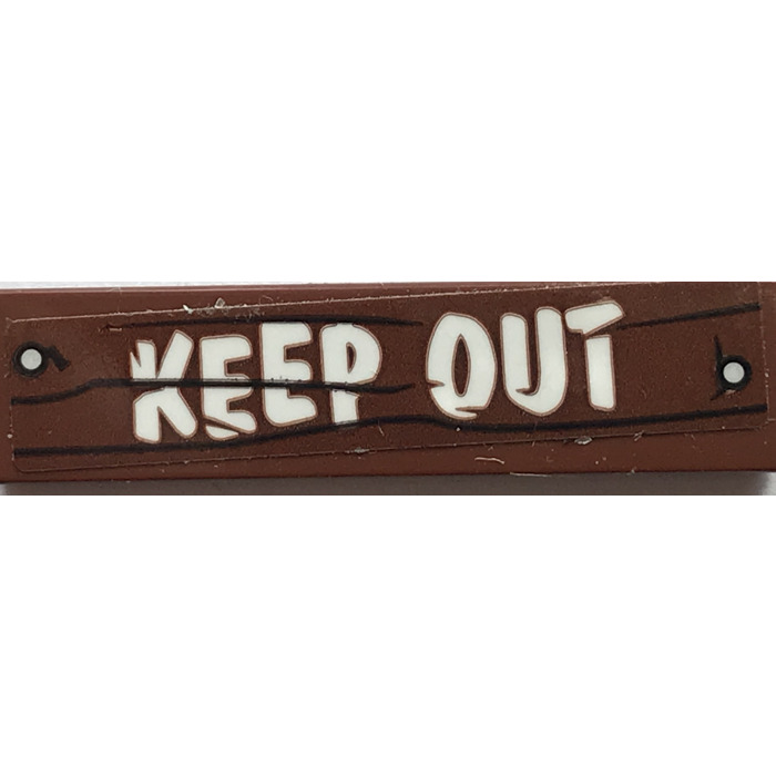 LEGO Reddish Brown Tile 1 x 4 with 'KEEP OUT' on wooden nailed sign ...