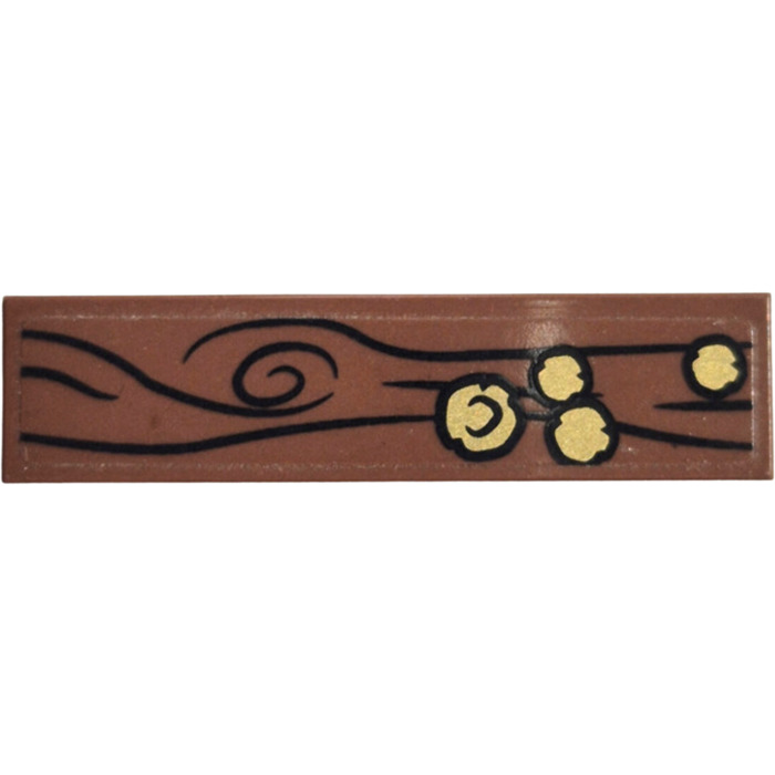 LEGO Tile 1 x 4 with Wood Grain and 4 Gold Coins Sticker (2431) | Brick ...