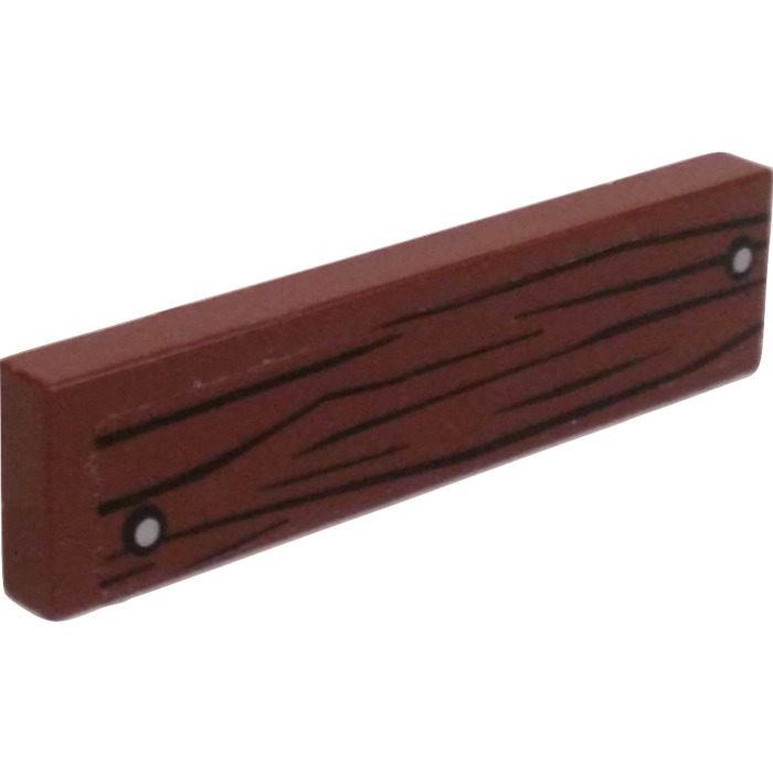 LEGO Reddish Brown Tile 1 x 4 with Wood Grain and Nails Sticker (2431 ...