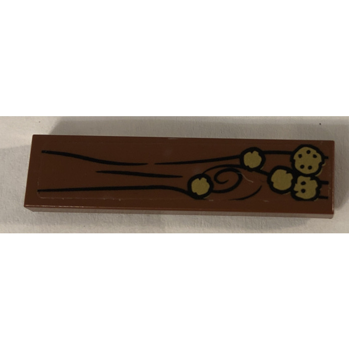 LEGO Reddish Brown Tile 1 x 4 with woodgrain and coins Sticker (2431 ...