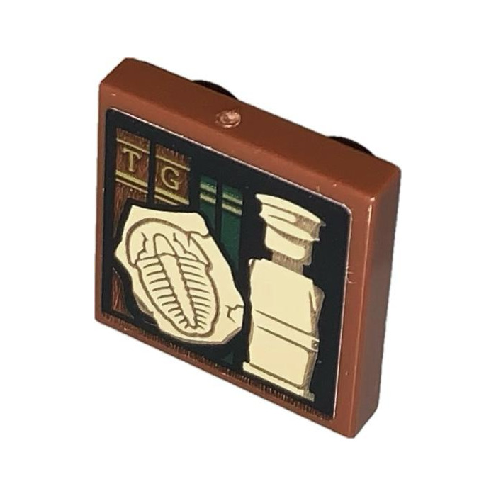LEGO Reddish Brown Tile 2 x 2 Inverted with Bookshelf with Statue and ...