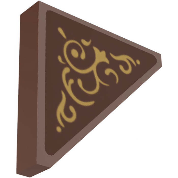LEGO Tile 2 x 2 Triangular with Gold Swirls Sticker (35787) | Brick Owl ...