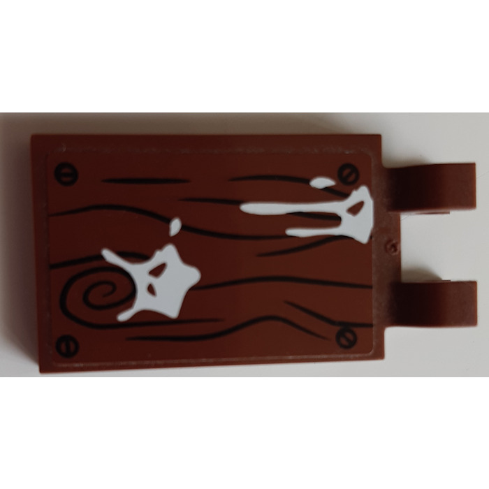 LEGO Reddish Brown Tile 2 x 3 with Horizontal Clips with White Paint ...