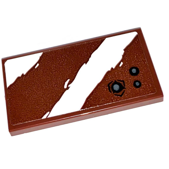 LEGO Reddish Brown Tile 2 x 4 with White Stripes and Bullet Holeson ...