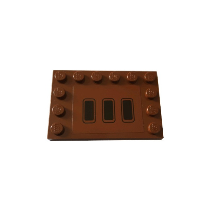 LEGO Tile 4 x 6 with Studs on 3 Edges with Three Black Rectangular Air ...