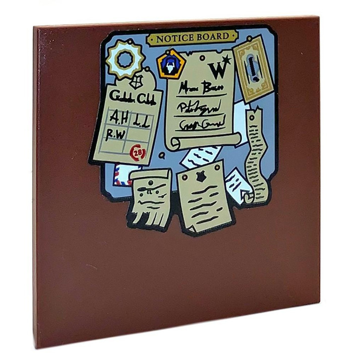 LEGO Reddish Brown Tile 6 x 6 with Notice Board Sticker with Bottom ...