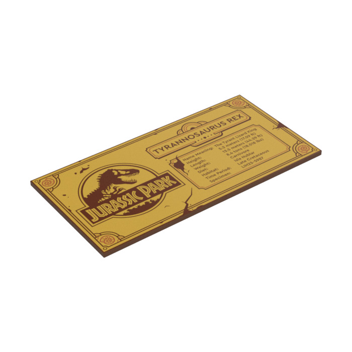 LEGO Tile 8 x 16 with Jurassic Park Logo, 'TYRANNOSAURUS REX' and ...
