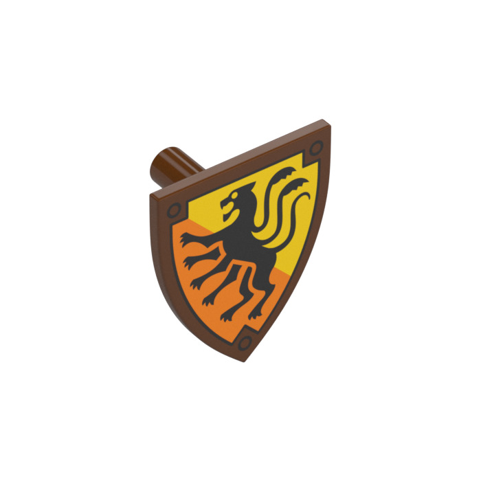 LEGO Triangular Shield (Long) with Black Lion on Yellow and Orange ...