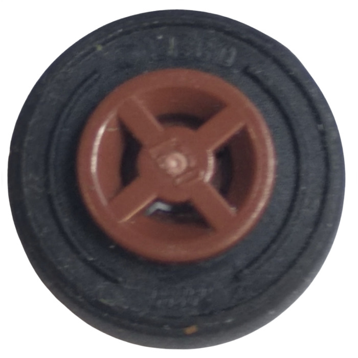 LEGO Reddish Brown Wheel Rim Ø8 x 6.4 without Side Notch with Tire Ø14 ...