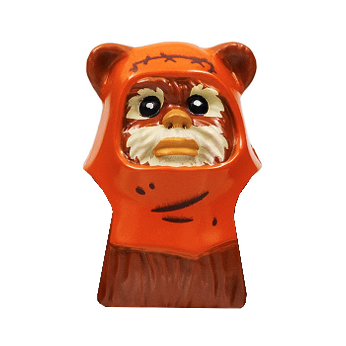 LEGO Wicket Ewok Head with Tan Face and Printed Hood with Wrinkles ...