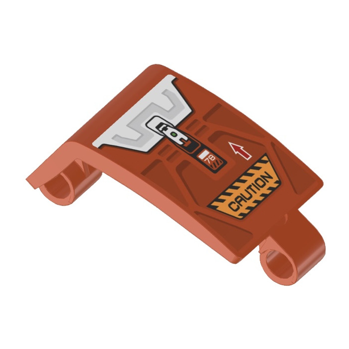 LEGO Curved Panel 3 x 6 x 3 with ‘CAUTION’ Sign, Red Arrow, White Panel ...