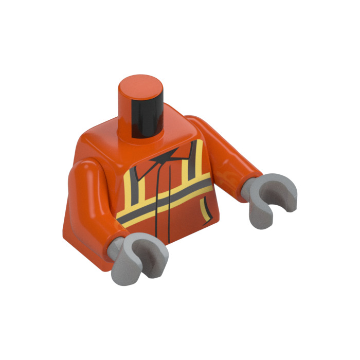 LEGO Reddish Orange Female Construction Worker Minifig Torso (973 / ...
