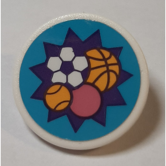 LEGO Roadsign Clip-on 2 x 2 Round with Football, basketball Sticker ...