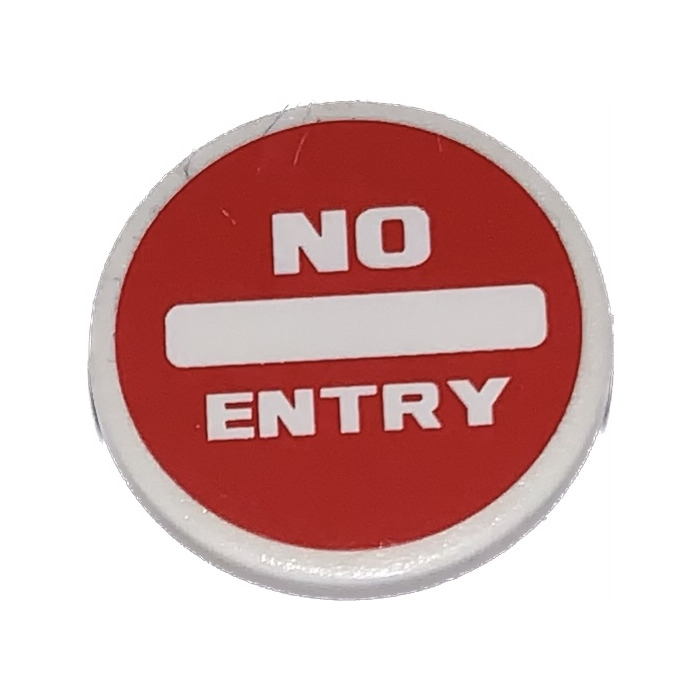 LEGO Roadsign Clip-on 2 x 2 Round with White 'No Entry' and White Bar ...