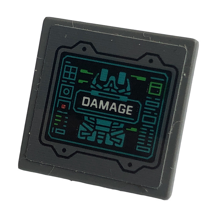 LEGO Roadsign Clip-on 2 x 2 Square with Display Screen, 'DAMAGE ...