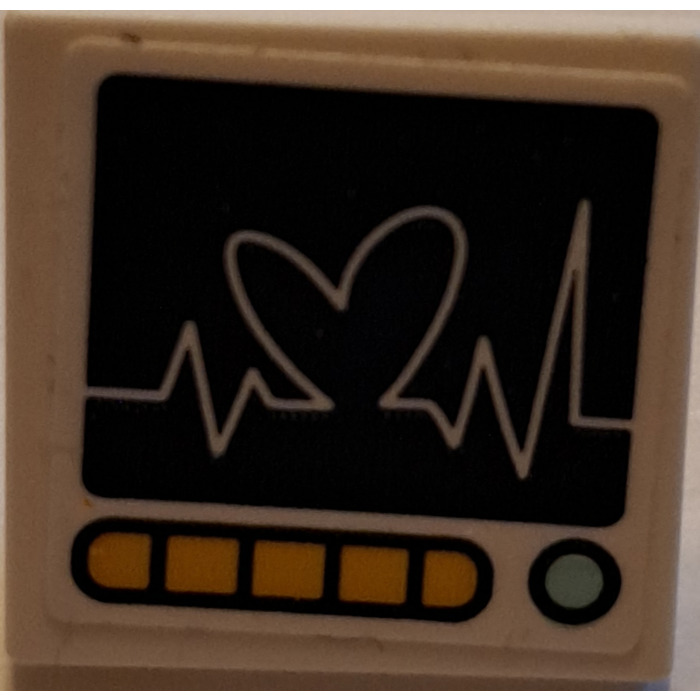 LEGO Roadsign Clip-on 2 x 2 Square with Heart Monitor Sticker with Open ...