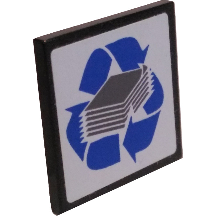 LEGO Roadsign Clip-on 2 x 2 Square with Paper Recycling Logo Sticker ...