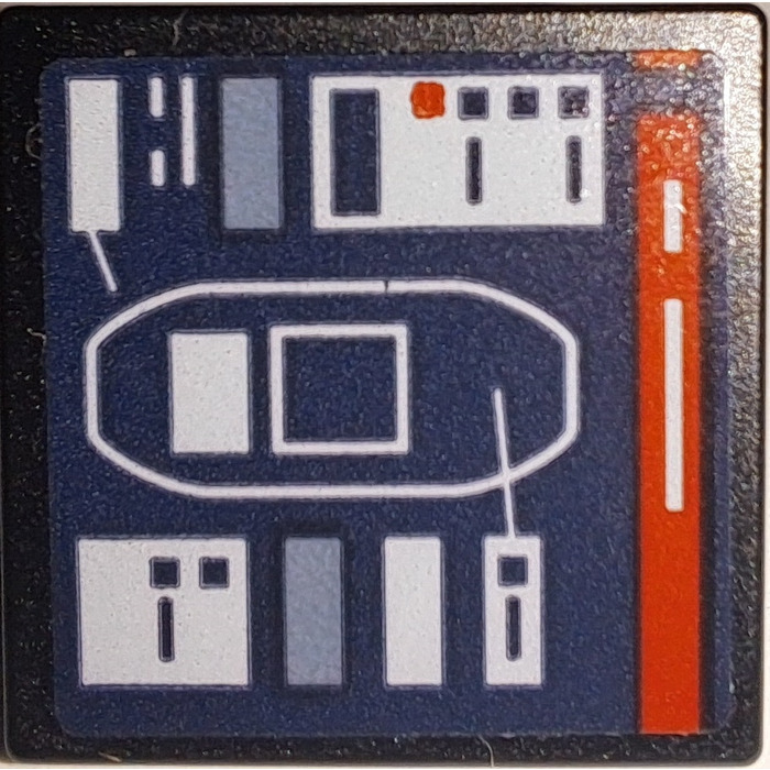 LEGO Roadsign Clip-on 2 x 2 Square with Screen with Blue Ship Plan ...