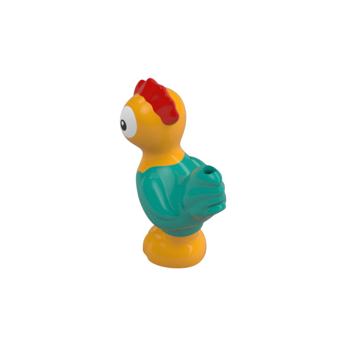 LEGO Rooster with Dark Turquoise Tail Feathers and Red Comb and Wattles ...