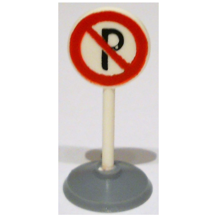 LEGO Round Road Sign with parking forbidden pattern with Base Type 1 ...