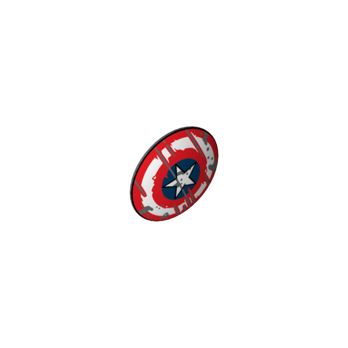 LEGO Round Shield with Curved Face with Captain America Star in Dark ...