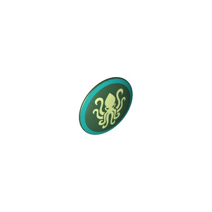 LEGO Round Shield with Curved Face with Kraken and Dark Turquoise ...