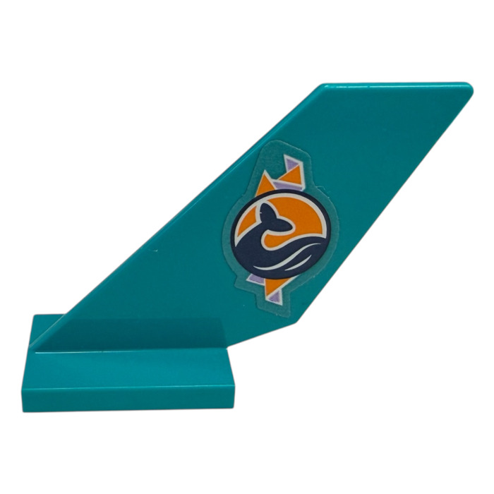LEGO Rudder 2 x 4 x 6 with blue whale fin with orange triangles logo on ...