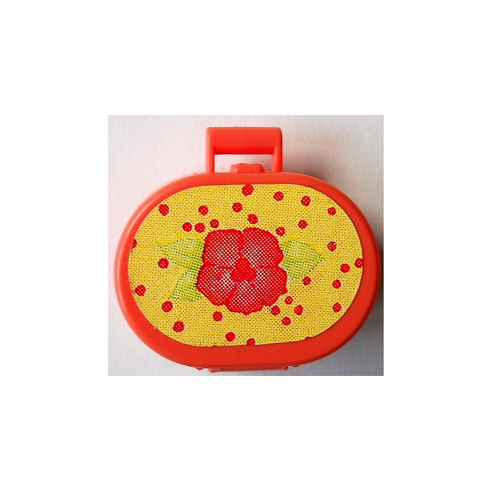 LEGO Salmon Oval Case with Handle with Pink Flower and Red Dots on ...