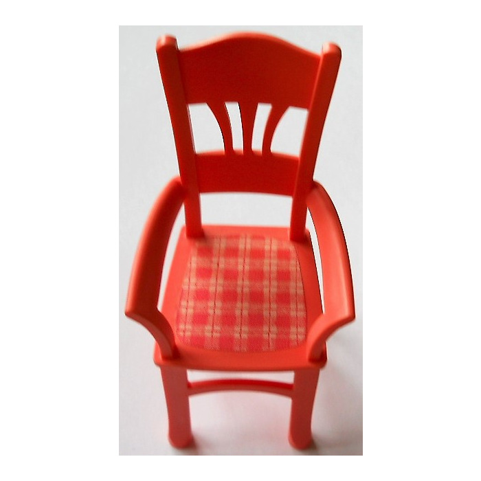 LEGO Salmon Scala Dining Table Chair with Plaid Seat Sticker (6925 ...