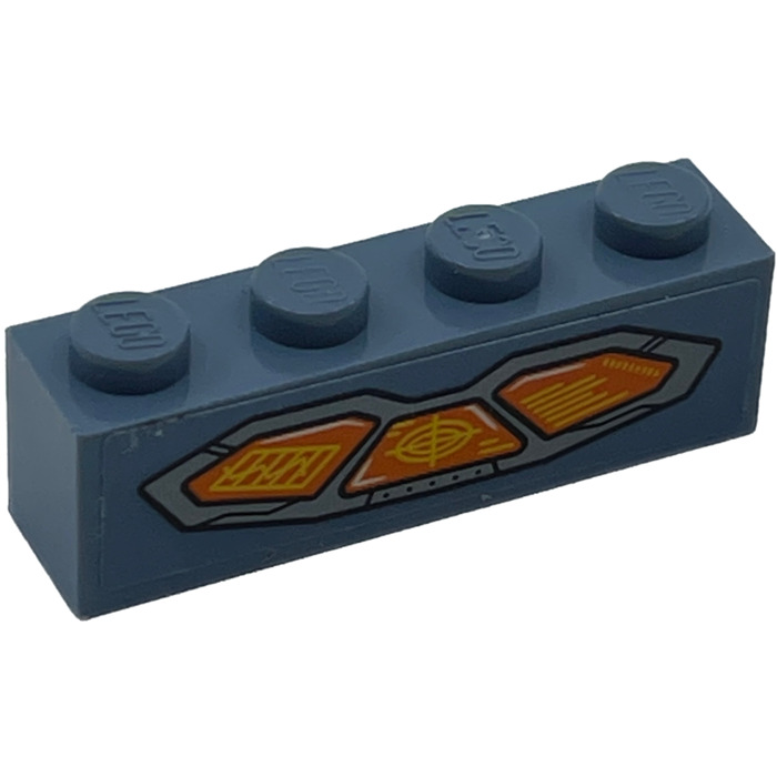 LEGO Sand Blue Brick 1 x 4 with target display panel Sticker (3010 ...