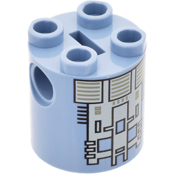 LEGO Brick 2 x 2 x 2 Round with Gray Squares and Black Lines with ...