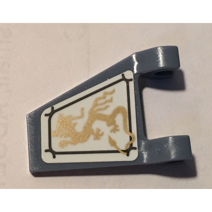 LEGO Sand Blue Flag 2 x 2 Angled with Gold Dragons, Perpendicular ...