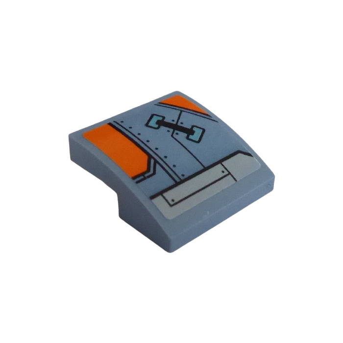 LEGO Sand Blue Slope 2 x 2 Curved with Orange/Sand Blue Hull Plates ...