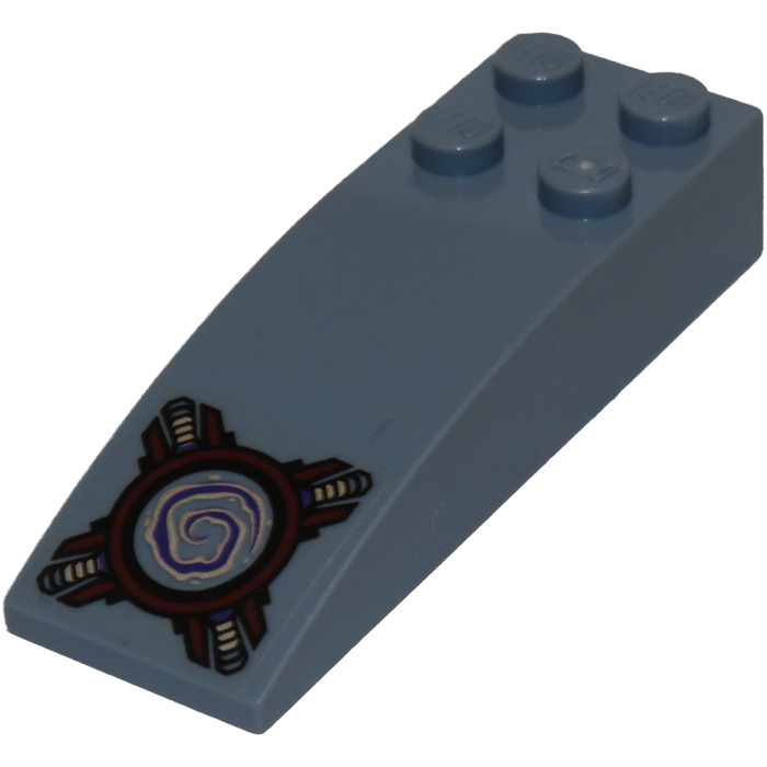 LEGO Sand Blue Slope 2 x 6 Curved with White and Purple Spiral in Dark ...