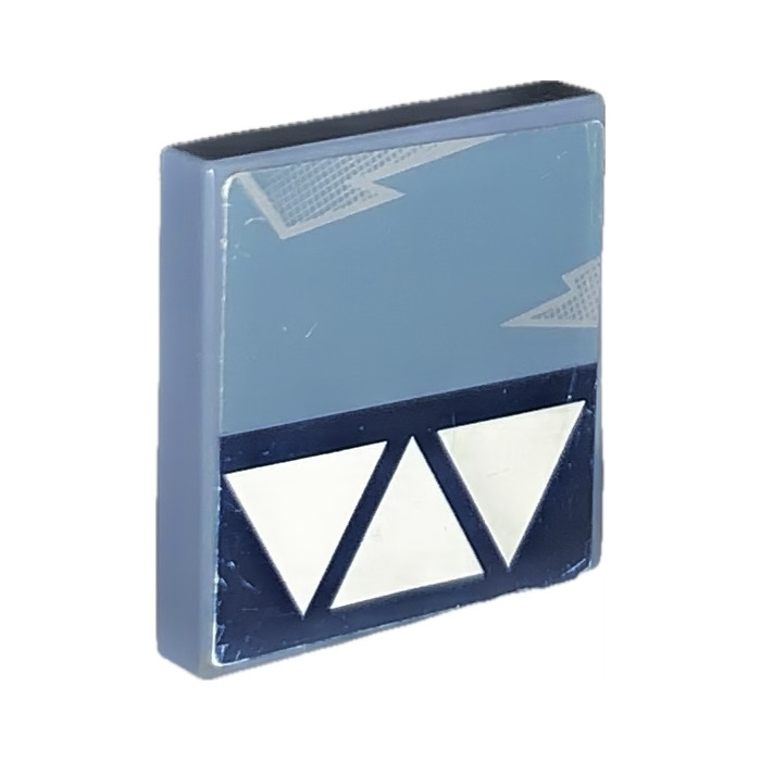 LEGO Sand Blue Tile 2 x 2 with Three Droid Triangles and Side Damage ...