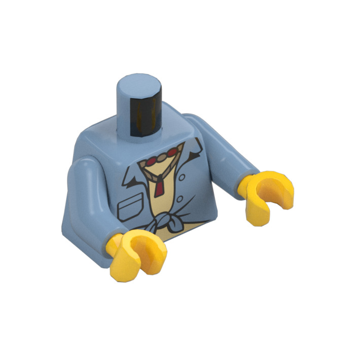 LEGO Sand Blue Torso with Shirt Knot, Breast Pocket and Necklaces (973 ...