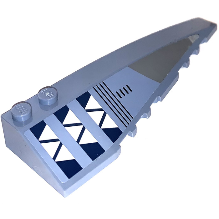 LEGO Sand Blue Wedge 10 x 3 x 1 Double Rounded Right with White ...