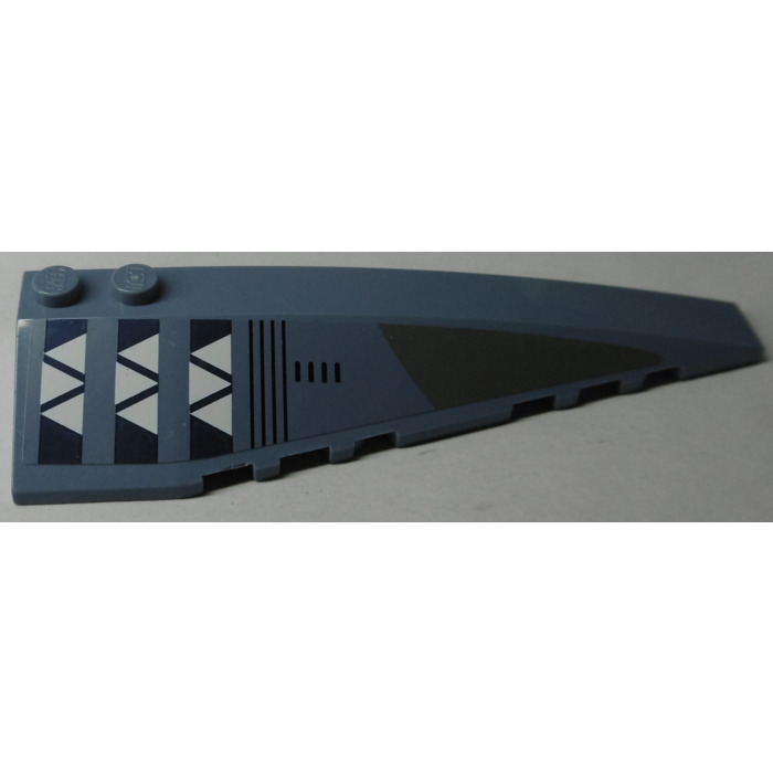 LEGO Sand Blue Wedge 10 x 3 x 1 Double Rounded Right with White ...