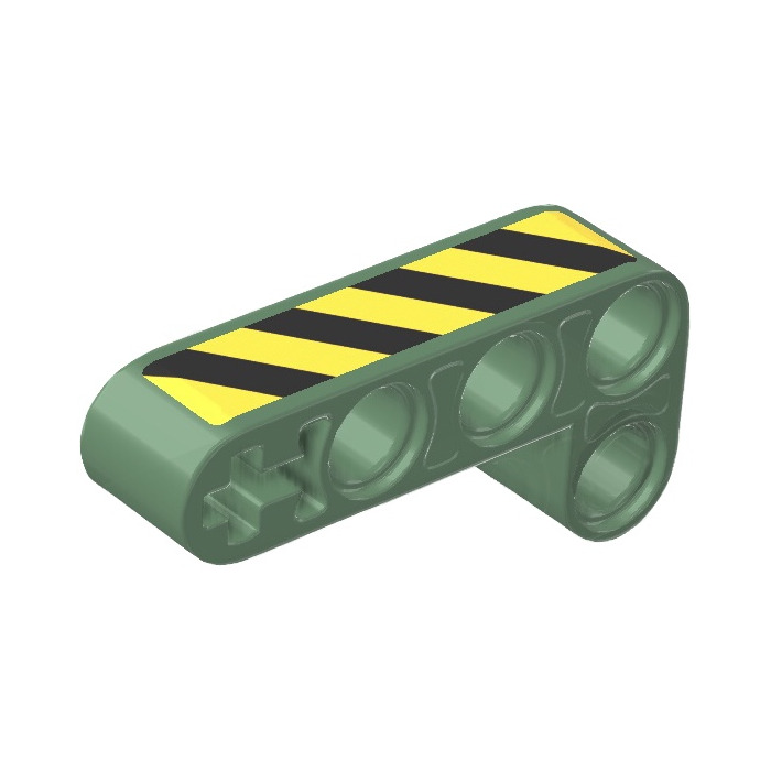 LEGO Beam 2 x 4 Bent 90 Degrees with Black and Yellow Diagonal Stripes ...