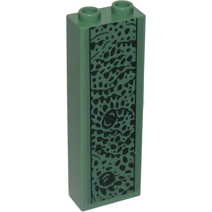 LEGO Sand Green Brick 1 x 2 x 5 with underwater Atlantis sticker with ...