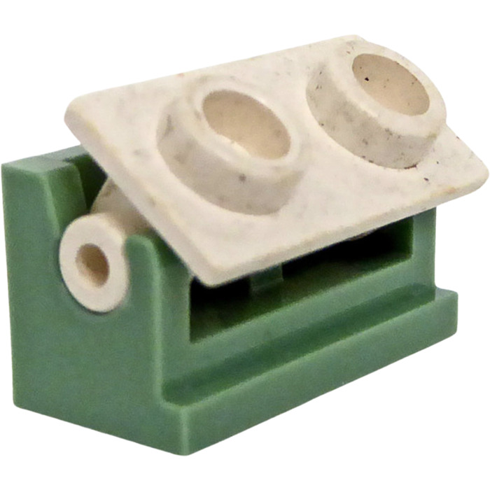 LEGO Sand Green Hinge Brick 1 x 2 with White Top Plate | Brick Owl ...