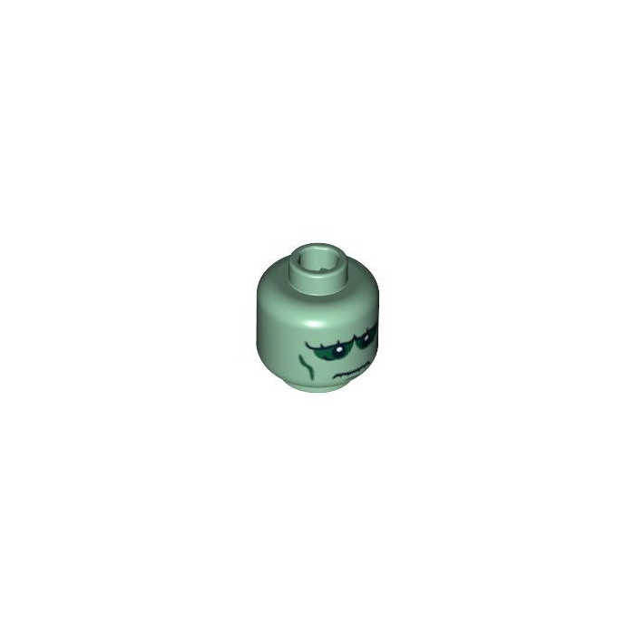LEGO Sand Green Minifigure Head with Wrinkled Face and Gloomy ...