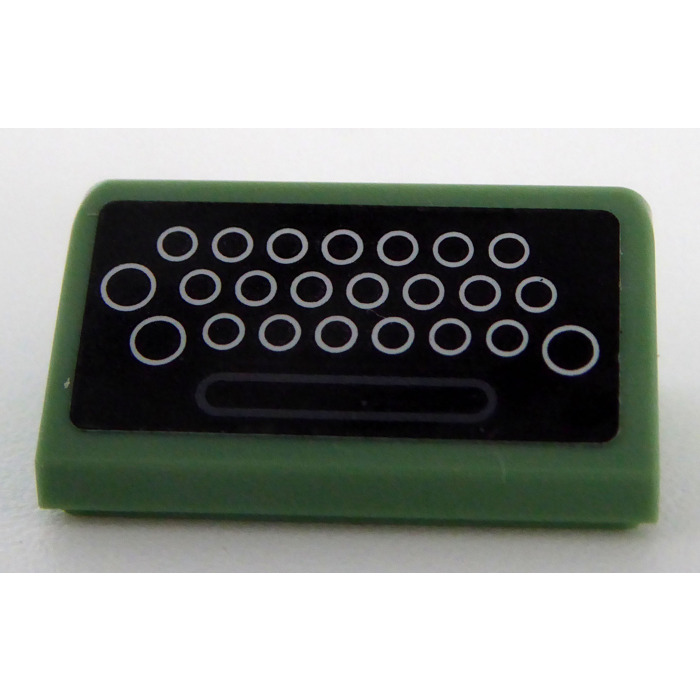 LEGO Sand Green Slope 1 x 2 (31°) with Typewriter Keyboard Sticker ...