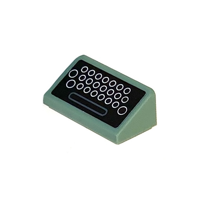 LEGO Sand Green Slope 1 x 2 (31°) with Typewriter Keyboard Sticker ...
